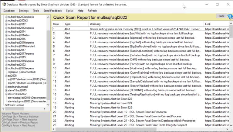 SQL Server Health Check Report